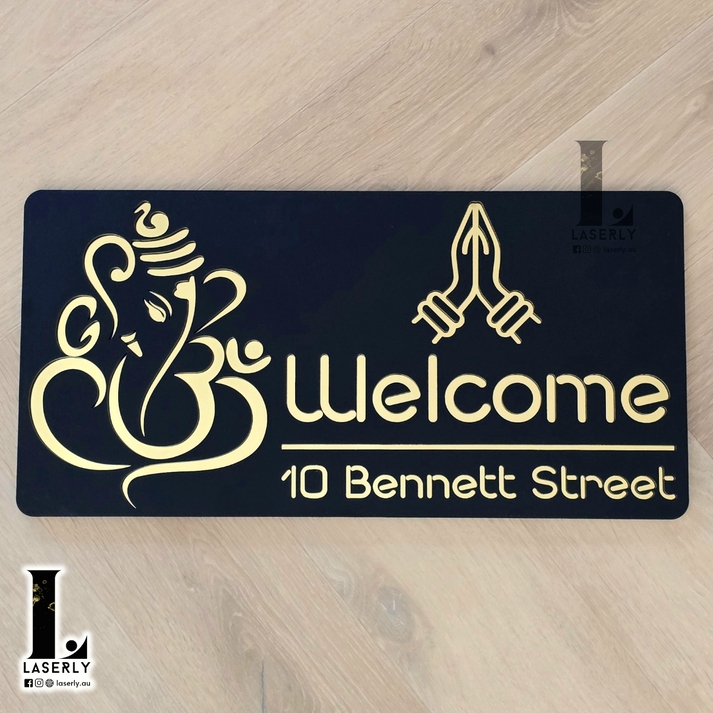 Ganesha Namaste House Number Sign – LASERLY